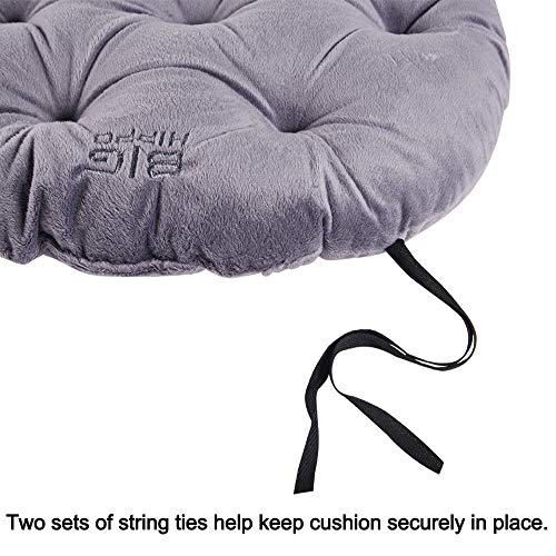 Big Hippo Chair Pads with Ties, Soft 17-Inch Round Thicken Chair Pads Seat Cushion Pillow for Garden Patio Home Kitchen Office or Car Sitting(Grey)