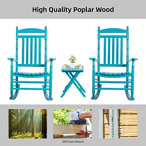 Set of 2 Outdoor Rocking Chairs, Outdoor Indoor Oversized Patio Rocker Chair High Back Rocker for Garden, Lawn, Balcony, Backyard and Patio Porch Rocker, Load Bearing 330 lbs (Blue)