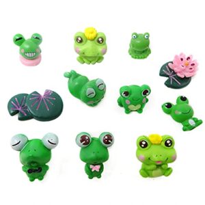 honbay 11pcs resin frog miniature figurines cute frog cake topper mini frog animals model moss landscape terrarium crafts for garden home decoration (11 styles)