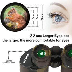 Binoculars for Adults 20x50 High Power Military Binoculars for Adults and Kids with Low Light Night Vision,Compact Waterproof Bird Watching Travel Hunting Stargazing BAK-4 Prism FMC Lens(Brown-2)