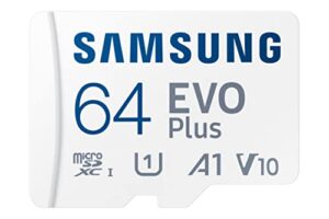 samsung evo plus w/ sd adaptor 64gb micro sdxc, up-to 130mb/s, expanded storage for gaming devices, android tablets and smart phones, memory card, mb-mc64ka/am, 2021