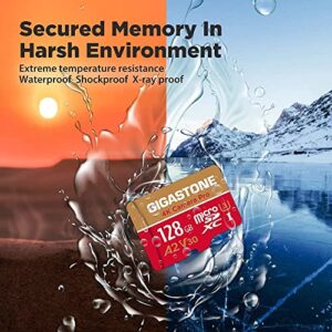 [5-Yrs Free Data Recovery] Gigastone 128GB 5-Pack Micro SD Card, 4K Camera Pro, 4K Video Recording for GoPro, DJI, Drone, R/W up to 100/50 MB/s MicroSDXC Memory Card UHS-I U3 A2 V30, with Adapter