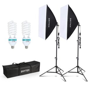 softbox lighting kit, skytex continuous photography lighting kit with 2x20x28in soft box | 2x135w 5500k e27 bulb, photo studio lights equipment for camera shooting, video recording