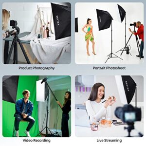 Softbox Lighting Kit, skytex Continuous Photography Lighting Kit with 2x20x28in Soft Box | 2x135W 5500K E27 Bulb, Photo Studio Lights Equipment for Camera Shooting, Video Recording