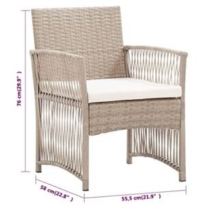 DGZLIIO Outdoor Dining Armchair, Garden Chairs, Patio Armchairs with Cushions 2 pcs Beige Poly Rattan Suitable for Terrace Garden Backyard Lawn Pool Water Surface.