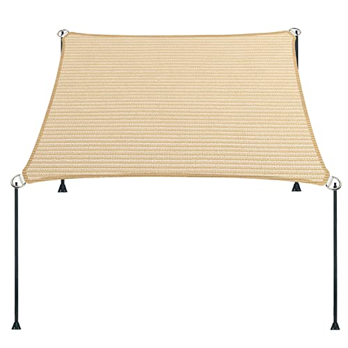 5' x 8' Beige Straight Edge Sun Shade Sail, Rectangle Awning Outdoor Shade Cloth Pergola Cover UV Block Fabric- Customized