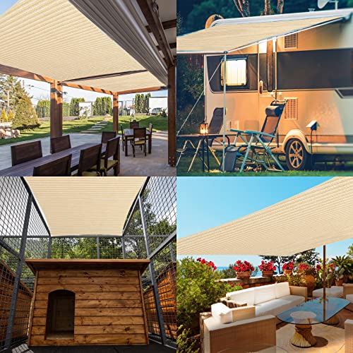 5' x 8' Beige Straight Edge Sun Shade Sail, Rectangle Awning Outdoor Shade Cloth Pergola Cover UV Block Fabric- Customized