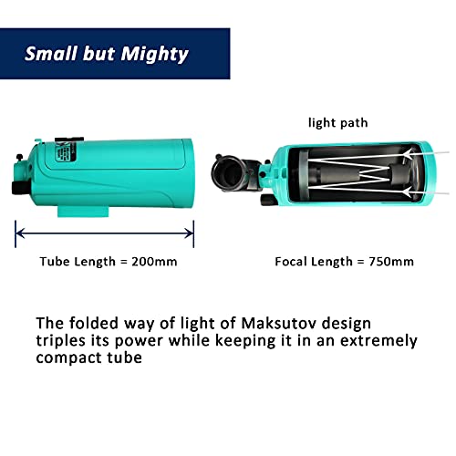 Sarblue Maksutov-Cassegrain Telescope, Mak60 Telescopes for Kids Adults 750x60mm, Compact Portable for Travel, Beginner Astronomy Telescope with Adjustable Tripod Finderscope and Phone Adapter