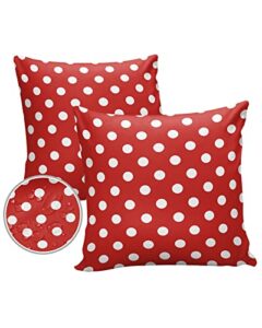 vandarllin outdoor throw pillows covers 18x18 set of 2 waterproof polka dot decorative zippered lumbar cushion covers for patio furniture, geometric pattern red