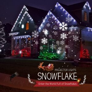 Christmas Snowflake Projector Lights Led Snowfall Show Outdoor Waterproof Landscape Decorative Lighting for Xmas Holiday Party Wedding Garden Patio