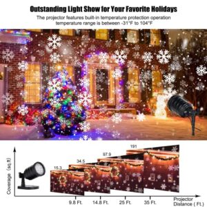 Christmas Snowflake Projector Lights Led Snowfall Show Outdoor Waterproof Landscape Decorative Lighting for Xmas Holiday Party Wedding Garden Patio