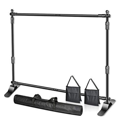 EMART 8 x 8 ft Adjustable Telescopic Tube Backdrop Banner Stand, Heavy Duty Step and Repeat Background Stand Kit for Photography Backdrop and Trade Show Display