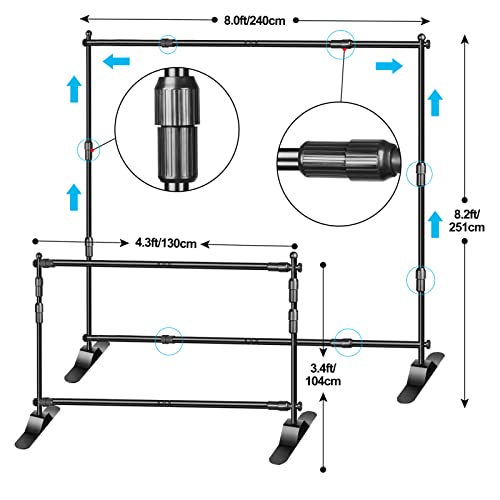 EMART 8 x 8 ft Adjustable Telescopic Tube Backdrop Banner Stand, Heavy Duty Step and Repeat Background Stand Kit for Photography Backdrop and Trade Show Display