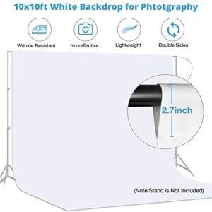 10x10 FT White Backdrop Background for Photography, Large Pure White Photo Backdrop Curtain Drapes, Professional High Density White Screen Backdrops for Party Portrait Photoshoots Booth Video Studio