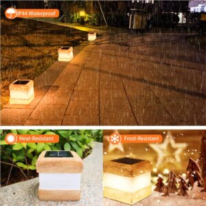 2 Pack Solar Garden Lights, Fake Rock Lights for Outdoor Pathway Yard, Solar Waterproof Decorative Rocks Lantern for Landscape Decor Brown