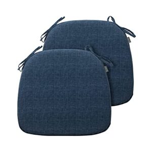 magpie fabrics outdoor/indoor 17″x16″x2″ chair cushions with ties set of 2, waterproof u-shape seat pads decoration for patio garden furniture home office (navy blue textured)