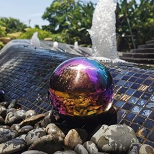 Pangmao Rainbow Gazing Globe Mirror Ball in Stainless Steel, Shiny Hollow Sphere Sparkling Housewarming Outdoor Ornament (8 Inch)