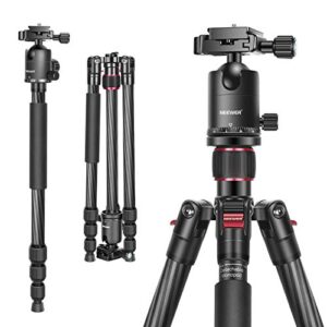 neewer carbon fiber 66 inches/168 centimeters camera tripod monopod with 360 degree ball head,1/4 inch quick shoe plate,bag for dslr camera,video camcorder,load up to 26.5 pounds/12 kilograms