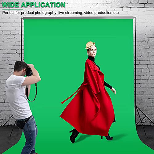 10 X 8 FT Green Screen Backdrop for Photography, Chromakey Virtual Background for Video Calls Zoom Meeting, Cloth Fabric GreenScreen with 4 Clamps for YouTube Photo Studio Conference Streaming Gaming