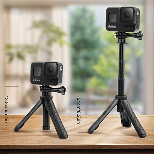 Taisioner Mini Pocket Selfie Stick Shorty Tripod Handle Grip Pole Three in One for GoPro AKASO Insta360 DJI Osmo Action Camera and Smart Phone Kid Adult Available Accessories