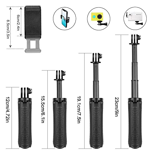 Taisioner Mini Pocket Selfie Stick Shorty Tripod Handle Grip Pole Three in One for GoPro AKASO Insta360 DJI Osmo Action Camera and Smart Phone Kid Adult Available Accessories