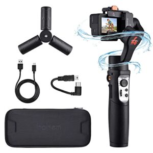 3 axis gimbal stabilizer, handheld tripod mount for video recording, bluetooth control, compatible with yi cam, insta 360, sony rx0, gopro hero 11/10/9/8/7/6/5, osmo cameras, hohem isteady pro4