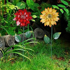 TZSSP Flower Stake Garden Stake 25 Inch Flower Garden Stakes Decor Glow in Dark Plant Pick Water Proof Metal Flower Stick Décor for Lawn Yard Patio Ornaments,Set of 2