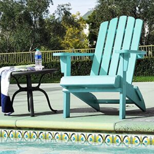 PolyTEAK Folding Adirondack Chair, Premium Weather Resistant Poly Lumber, Outdoor Patio Furniture, Up to 300 lbs, Plastic Adirondack Chairs for Patio Garden Fire Pit, Classic Collection - Blue