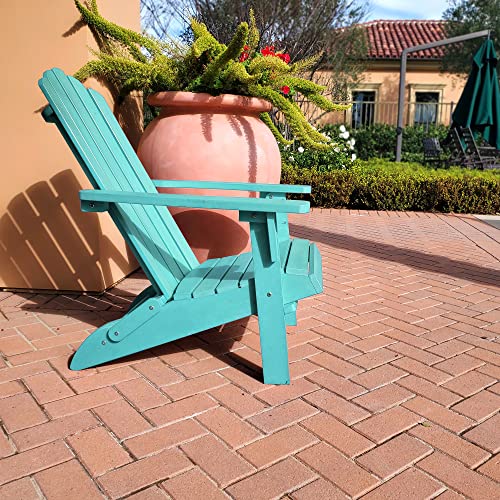 PolyTEAK Folding Adirondack Chair, Premium Weather Resistant Poly Lumber, Outdoor Patio Furniture, Up to 300 lbs, Plastic Adirondack Chairs for Patio Garden Fire Pit, Classic Collection - Blue