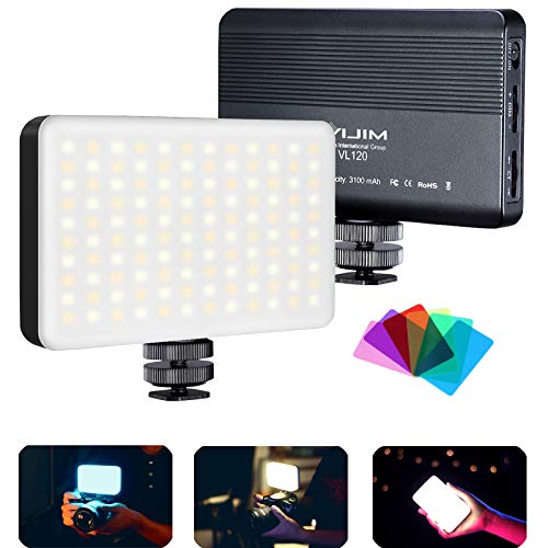 VIJIM VL120 LED Video Light on Camera, Mini Rechargeable 120 LED Photography Lighting Fill Lamp 3200K-6500K Bi-Color Dimmable, CRI95+, Built-in 3100mAh Battery for Canon Nikon Sony DSLR Cameras