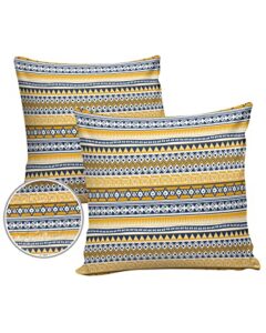 outdoor waterproof pillow covers for patio furniture bohemian striped decorative throw pillow cover tribal boho style colorful pillowcases set of 2 cushion case for sofa couch chair 16 x 16 in