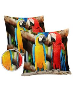 pack of 2 outdoor waterproof pillow covers 24×24 inch wild animal parrot with colorful feather on the branch throw pillow covers decorative cushion covers for patio garden tent