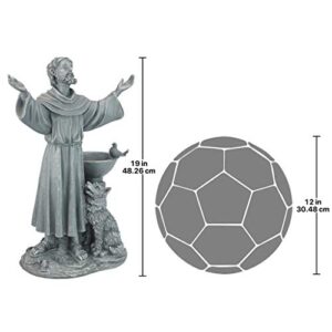 Design Toscano JE14106 St. Francis' Blessing Religious Garden Decor Statue Bath Bird Feeder, 19 inch, Greystone