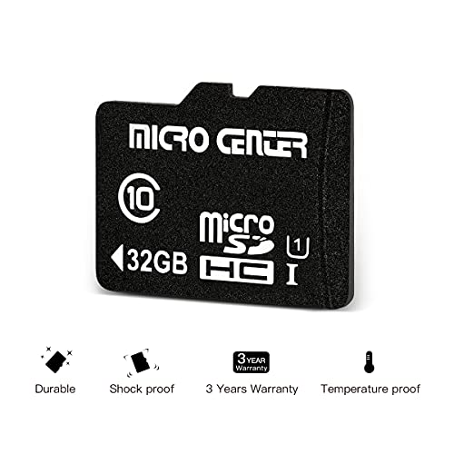 Micro Center 32GB Class 10 Micro SDHC Flash Memory Card with Adapter for Mobile Device Storage Phone, Tablet, Drone & Full HD Video Recording - 80MB/s UHS-I, C10, U1 (1 Pack)