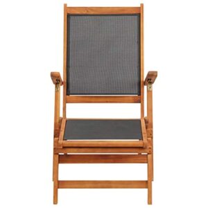 Deck Chair Adjustable | Rustic Deck Lounge Chair | Folding Outdoor Chaise Lounge | Wooden Foldable Sun Lounger for Patio Garden Backyard | Solid Acacia Wood and Textilene 55.5" x 22.6" x 36.2"