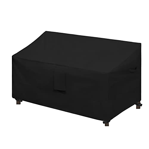 Easy-Going Waterproof Patio Sofa Cover UV Resistant 2 Seater Outdoor Loveseat Cover Weatherproof Lawn Patio Furniture Cover with Tape Sealed Seam (58Wx32.5Dx31H inch, Black)