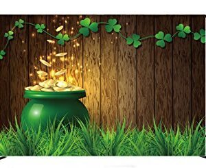 Baocicco 7x5ft Vinyl St.Patrick's Day Backdrop Pot of Gold Photography Background Lucky Irish Shamrock Wooden Texture Wall Grass Field Children Baby Adults Portraits Photo Studio