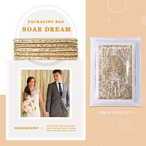 SoarDream Sequin Backdrop Curtain 4 Panels 2ftx8ft Wedding Ceremony Background Backdrop Glitter Shimmer Fabric Gold Backdrop Drapes