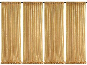 soardream sequin backdrop curtain 4 panels 2ftx8ft wedding ceremony background backdrop glitter shimmer fabric gold backdrop drapes