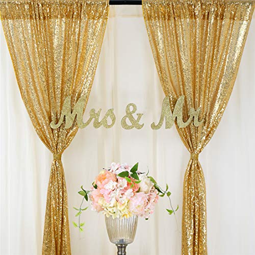 SoarDream Sequin Backdrop Curtain 4 Panels 2ftx8ft Wedding Ceremony Background Backdrop Glitter Shimmer Fabric Gold Backdrop Drapes