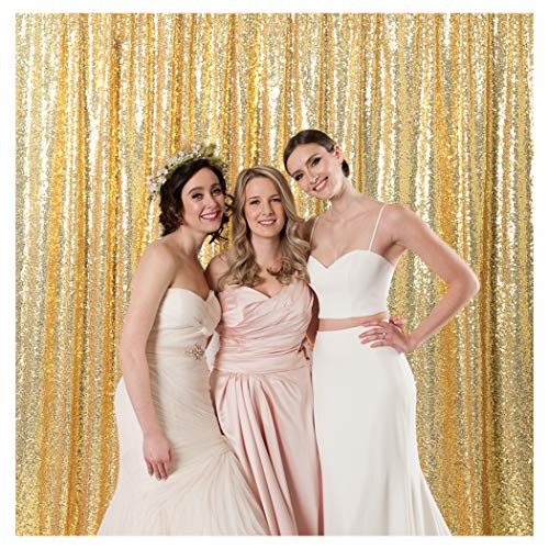 SoarDream Sequin Backdrop Curtain 4 Panels 2ftx8ft Wedding Ceremony Background Backdrop Glitter Shimmer Fabric Gold Backdrop Drapes