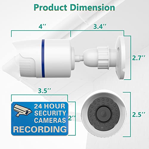 WALI Dummy Fake Camera, Surveillance Security CCTV Dome Camera, Indoor Outdoor Camera, with One LED Light, Security Alert Sticker Decals (TC-W2), 2 Pack, White