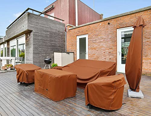 NettyPro Waterproof Ottoman Cover Square 20 x 20 Inch Outdoor Patio Furniture Ottoman Table Cover, Brown