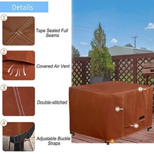 NettyPro Waterproof Ottoman Cover Square 20 x 20 Inch Outdoor Patio Furniture Ottoman Table Cover, Brown