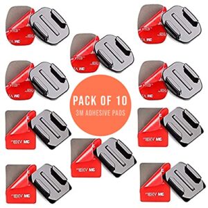 MiPremium Adhesive Mount Kit Sticky Pads for GoPro Hero 11 10 9 8 7 6 5 4 Black Silver Session Cameras. Flat & Curved Helmet Mounting Attachment Accessories for Go Pro Other Action Camera (10 Pack)