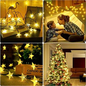 Led Lights Solar Star String Lights 8 Modes Solar Powered Twinkle Fairy Lights Waterproof Star Light for Outdoor Gardens Lawn Christmas String Light (Color : White_6.5M 30LEDS)