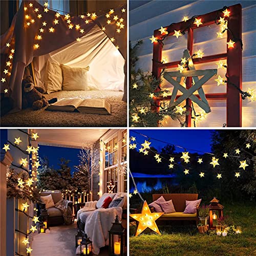 Led Lights Solar Star String Lights 8 Modes Solar Powered Twinkle Fairy Lights Waterproof Star Light for Outdoor Gardens Lawn Christmas String Light (Color : White_6.5M 30LEDS)