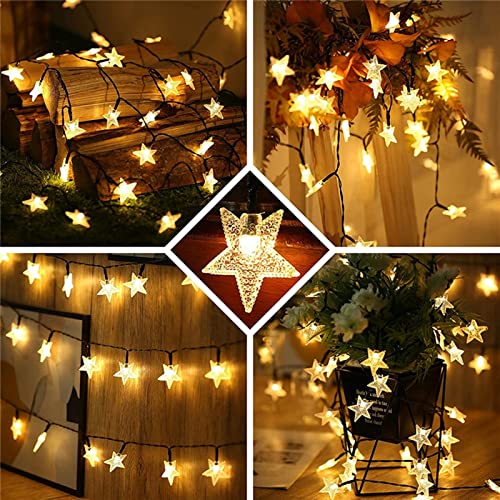 Led Lights Solar Star String Lights 8 Modes Solar Powered Twinkle Fairy Lights Waterproof Star Light for Outdoor Gardens Lawn Christmas String Light (Color : White_6.5M 30LEDS)