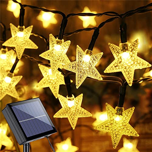 Led Lights Solar Star String Lights 8 Modes Solar Powered Twinkle Fairy Lights Waterproof Star Light for Outdoor Gardens Lawn Christmas String Light (Color : White_6.5M 30LEDS)