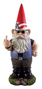 wowser large patriotic rebel biker garden gnome statue, 18 inches